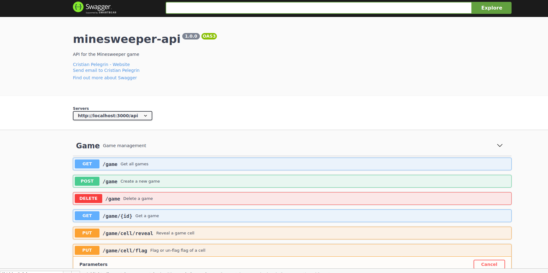 GitHub - cristian-pelegrin/minesweeper-API: minesweeper game API in Node.js