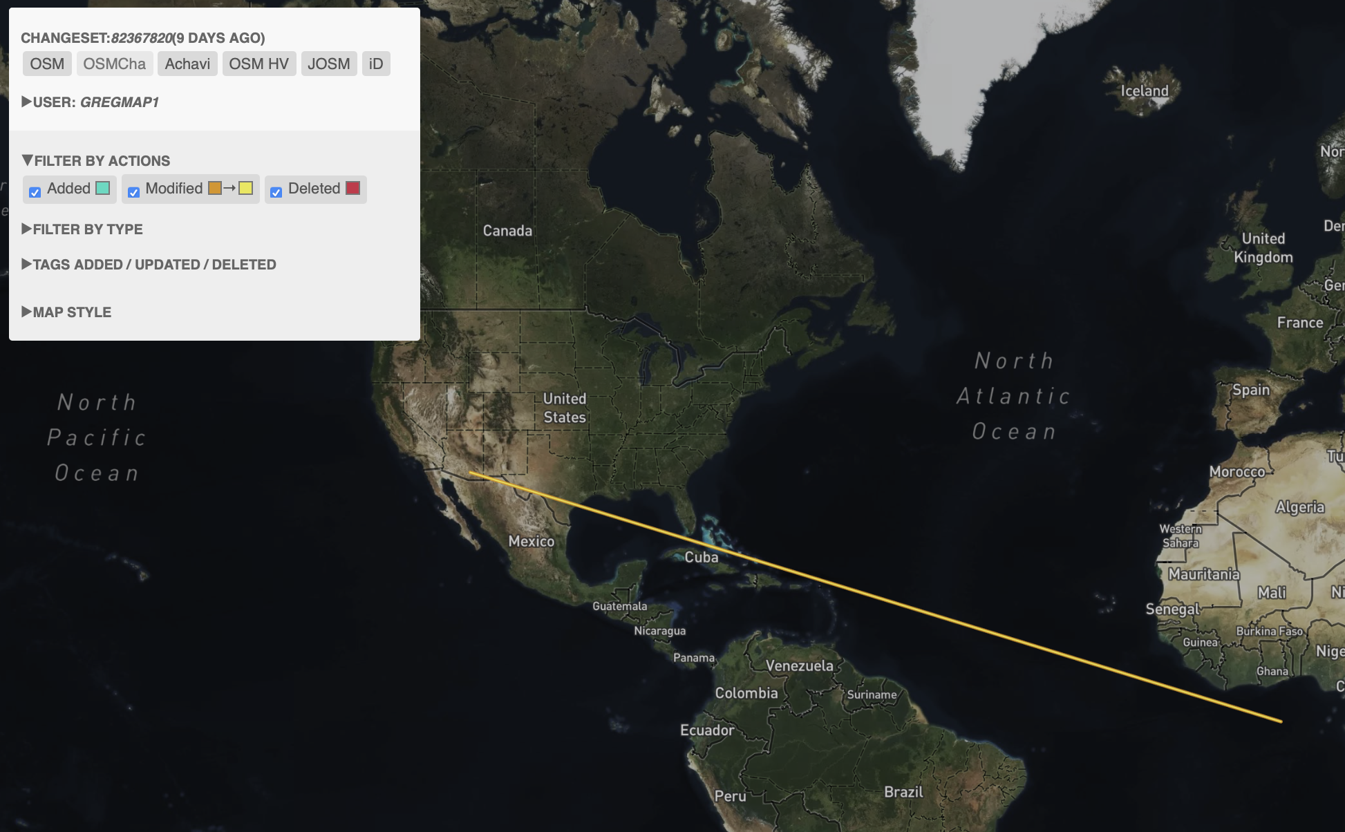 Geocoding error. The changesets showing dragged nodes from the relation ...