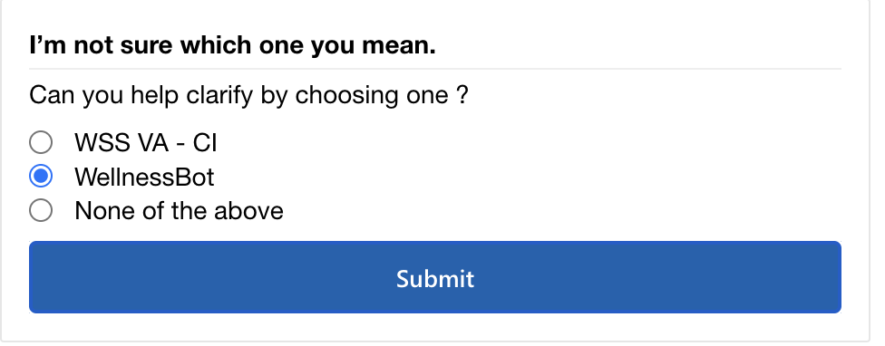 Bot Orchestrator : Unable to achieve disambiguation of common utterances present across multiple ...
