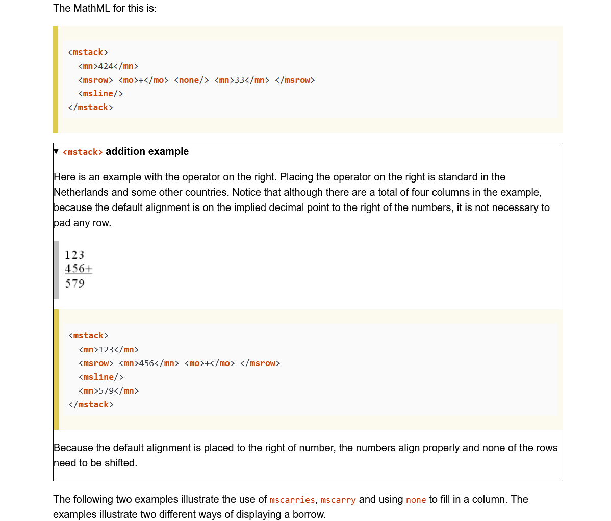 Make examples foldable · Issue #271 · w3c/mathml · GitHub