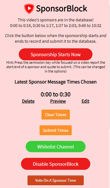 sponsorblock popup chosen times could be more useful at the top of the popup · Issue #156 ...