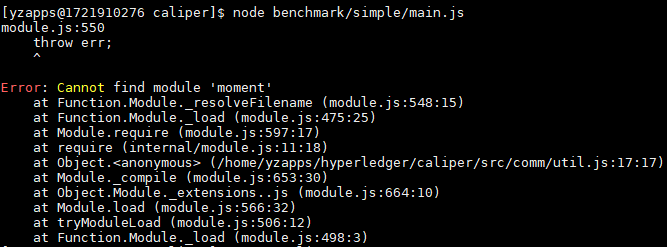 Cannot Find Module Moment · Issue 301 · Hyperledger Caliper · Github