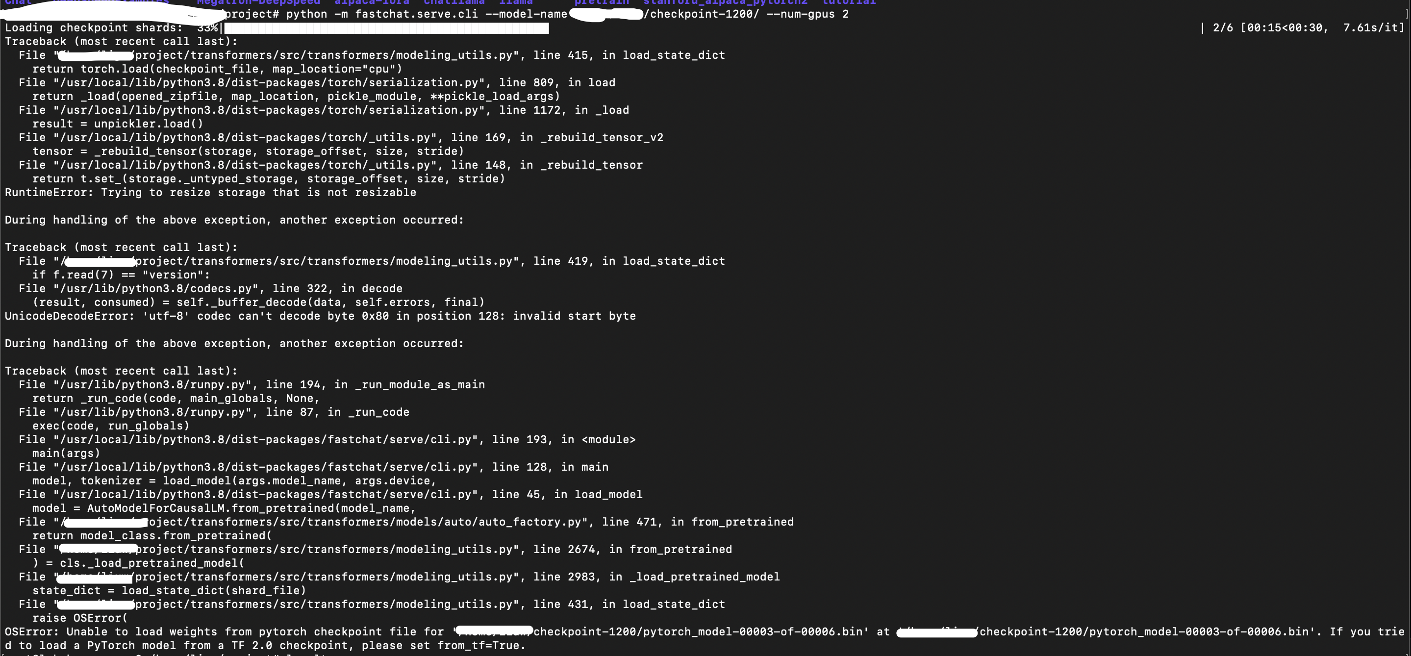 checkpoint cann't load · Issue #351 · lm-sys/FastChat · GitHub