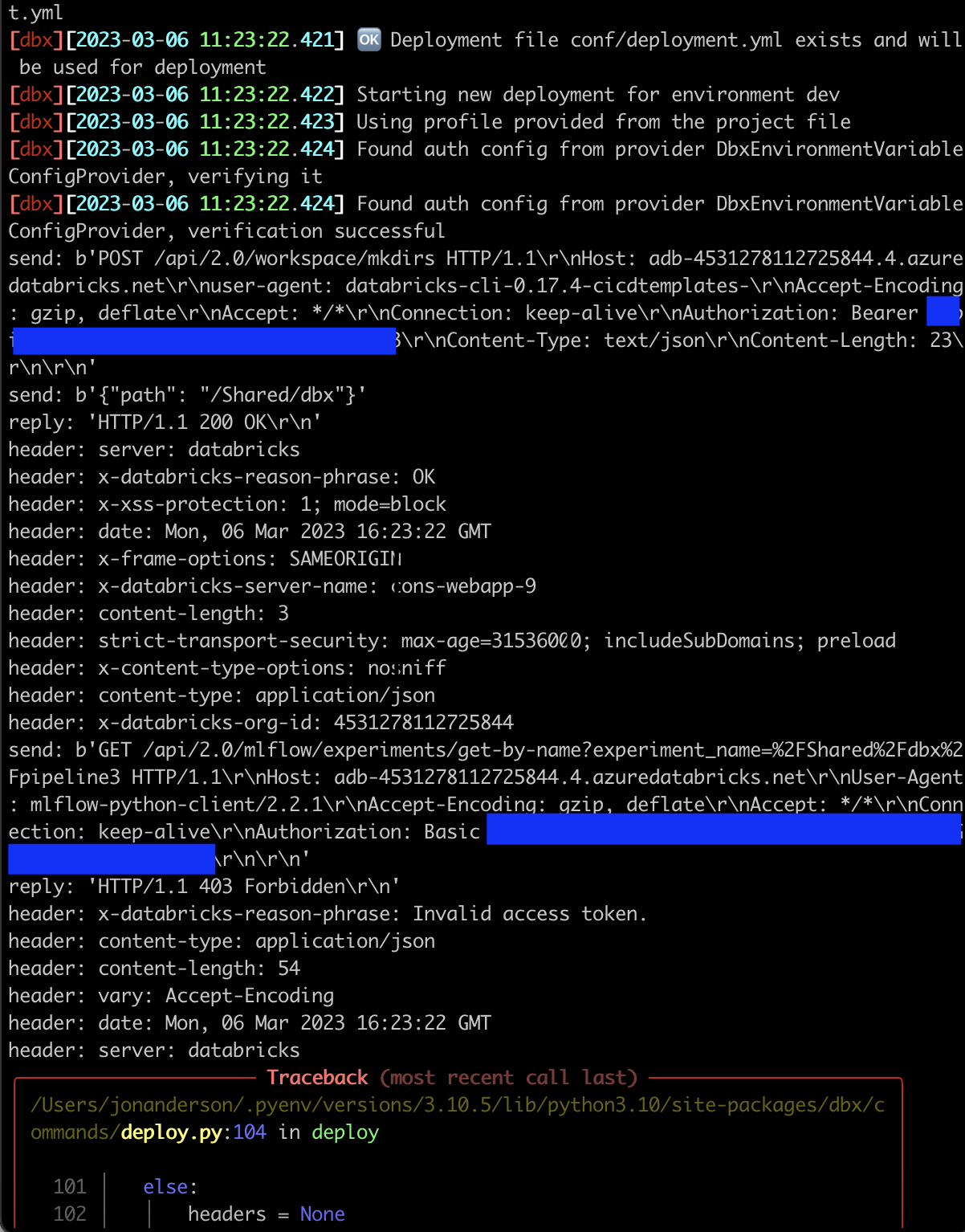 dbx deploy fails after token change · Issue #712 · databrickslabs/dbx · GitHub