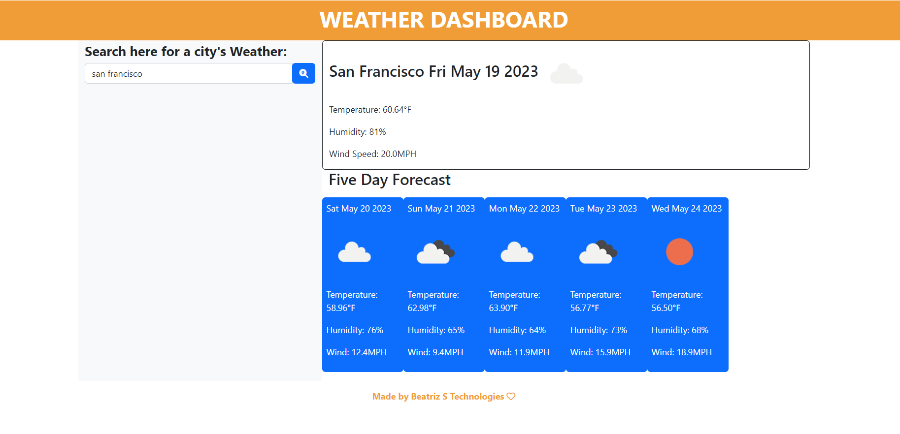 GitHub - beasaddress/Weather-Forecast: A five-day weather-forecast app that allows the user to ...