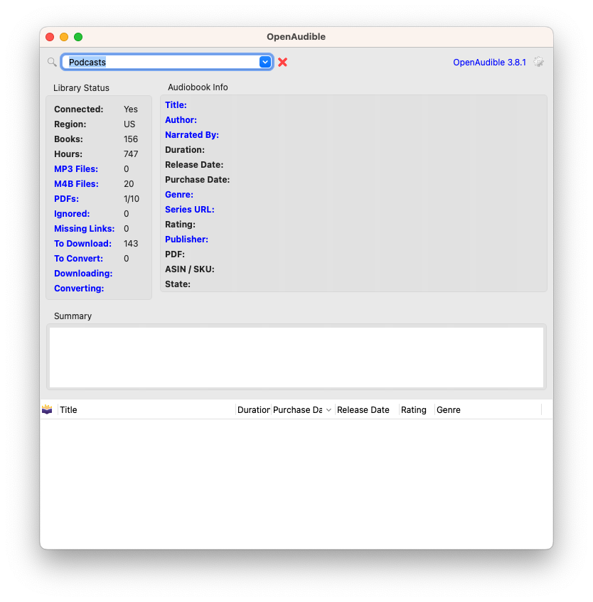 Podcasts Are Not Shown And Impossible To Download · Issue 1265 · Openaudible Openaudible · Github