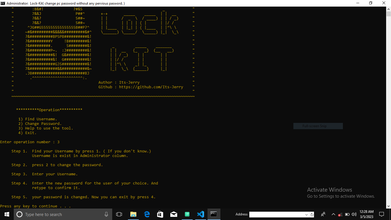 GitHub - dipanshu0104/Lock-Kit: Change windows password without previous password