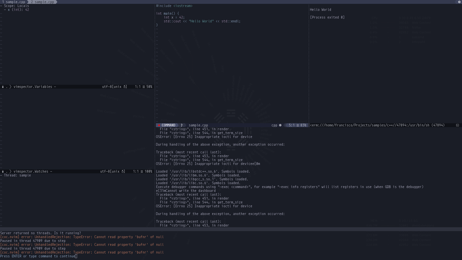 [coc.nvim] error: UnhandledRejection: TypeError: Cannot read property 'bufnr' of null · Issue ...