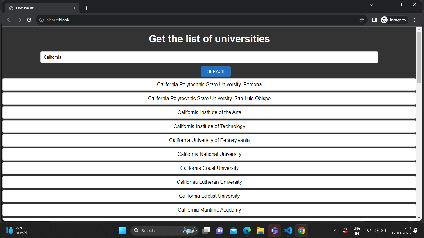 GitHub - Zoyaaaaaaa/universitylist: Enter country name and get list of universities for the same