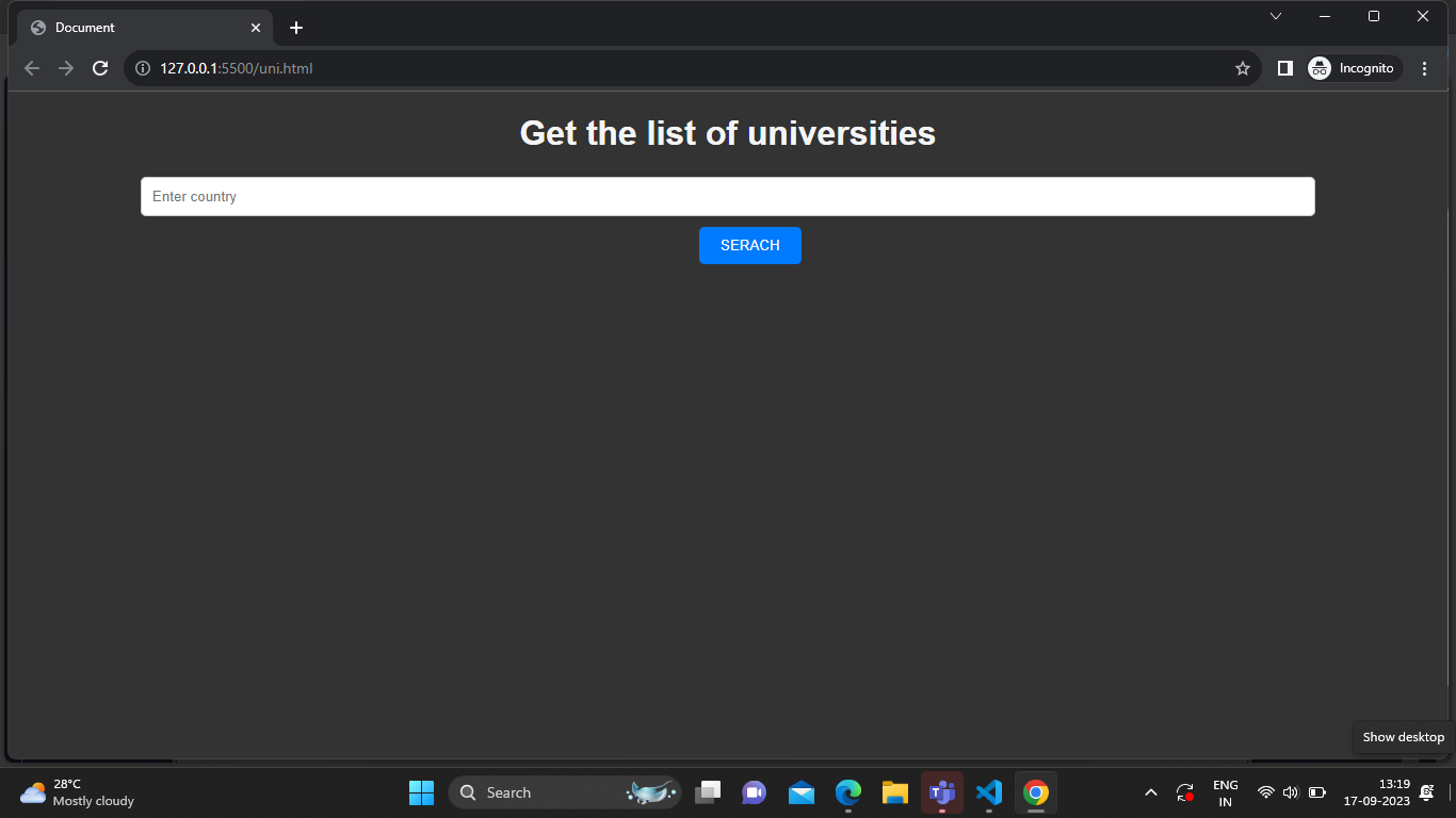 GitHub - Zoyaaaaaaa/universitylist: Enter country name and get list of universities for the same