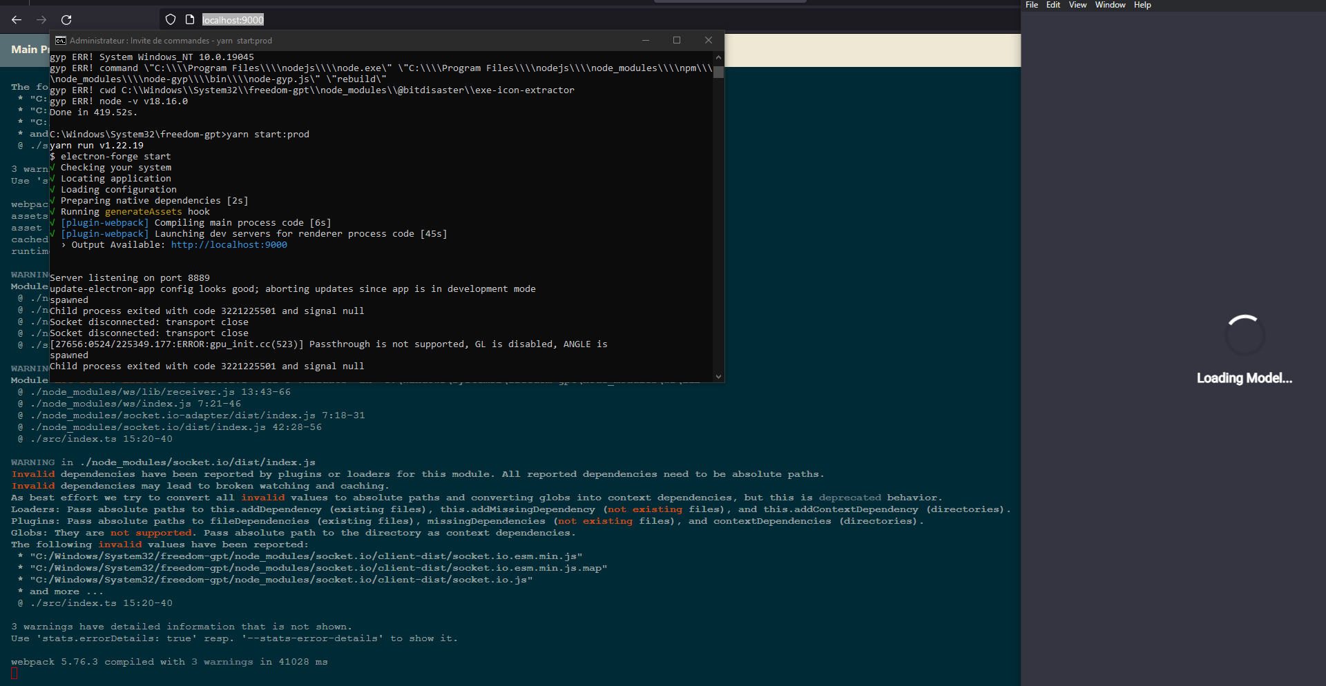 I'm stuck loading model · Issue #80 · ohmplatform/FreedomGPT · GitHub