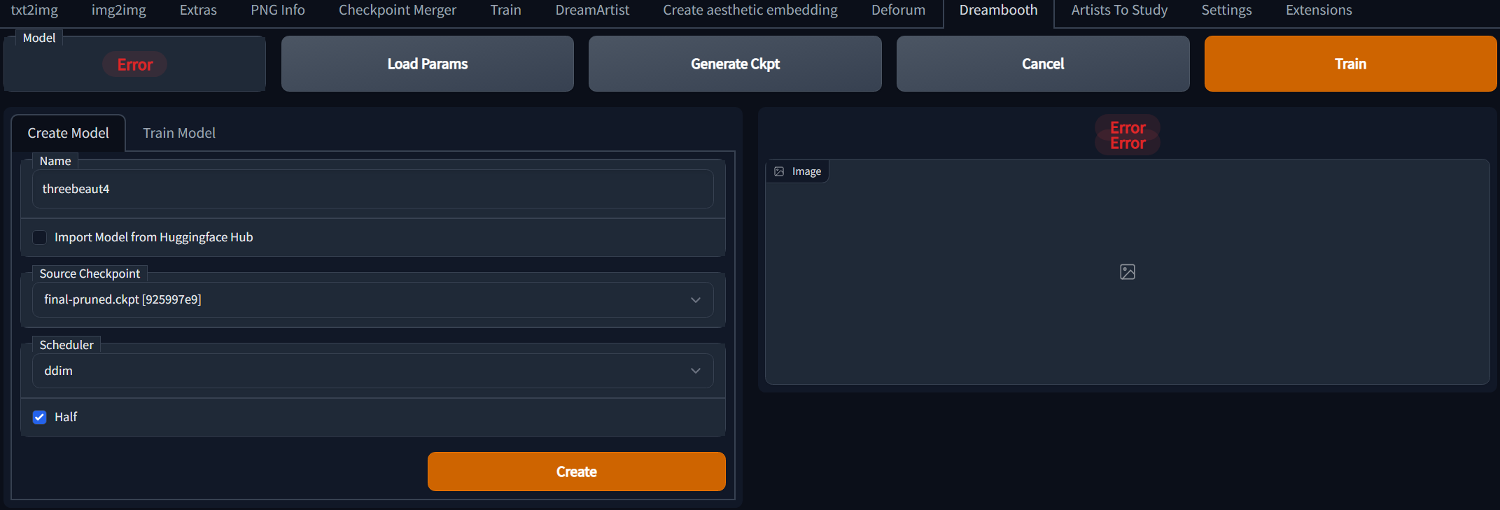 CUDA OOM error when creating new model. · Issue #252 · d8ahazard/sd_dreambooth_extension · GitHub