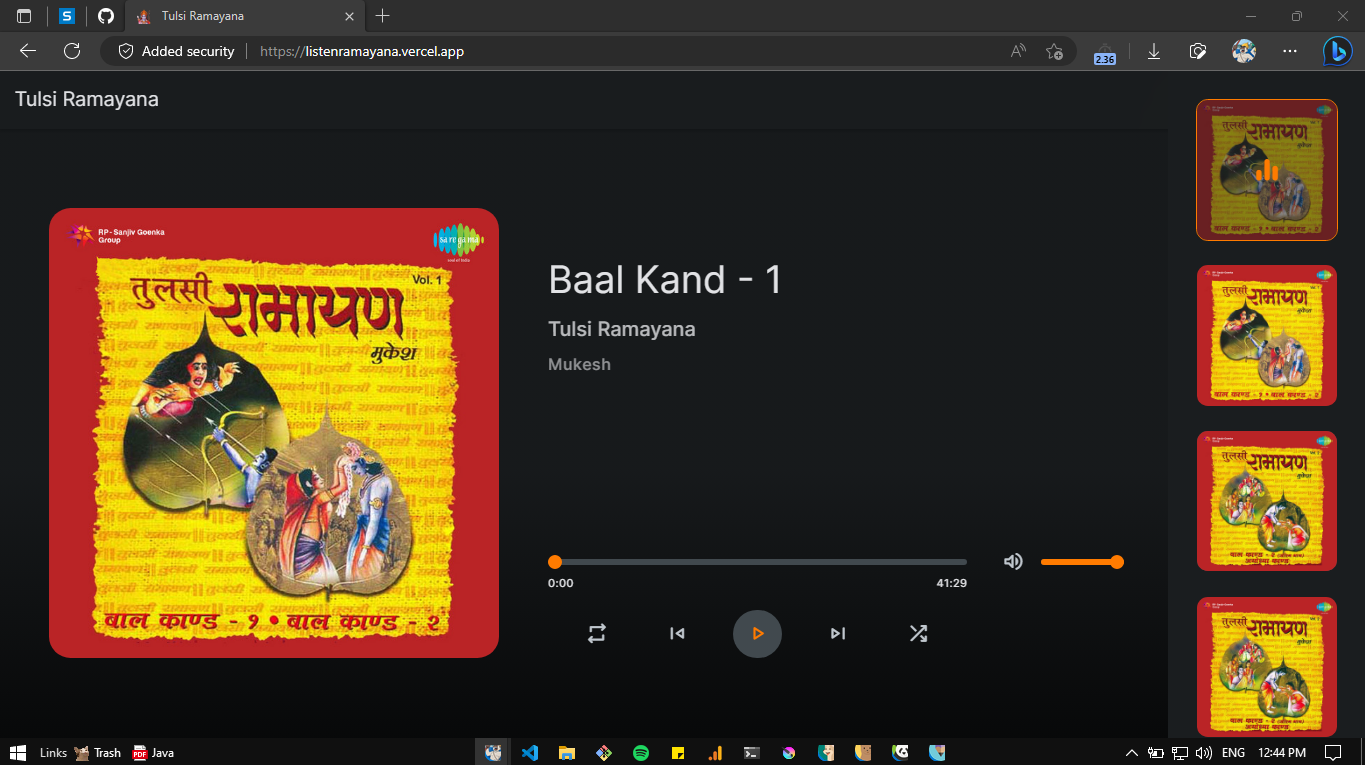 GitHub - Shvmonk/TulsiRamayana: Tulsi Ramayana web player. Made with 🚩 and HTML.