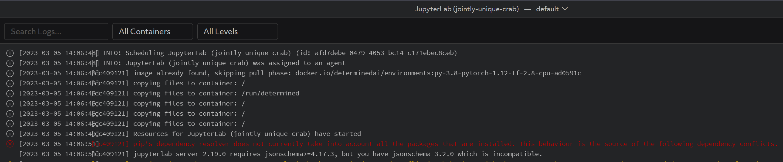 🐛[bug] JupyterLab does not start when offline · Issue #6143 · determined-ai/determined · GitHub