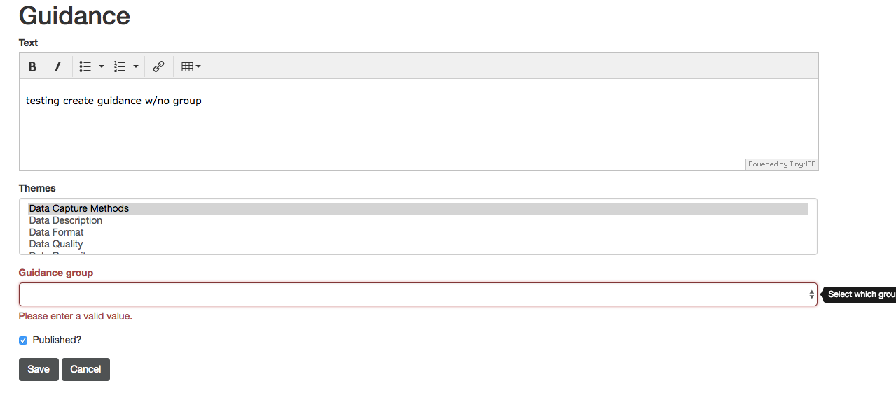 Remove "None" option for Themes and Guidance group · Issue #907 · DMPRoadmap/roadmap · GitHub