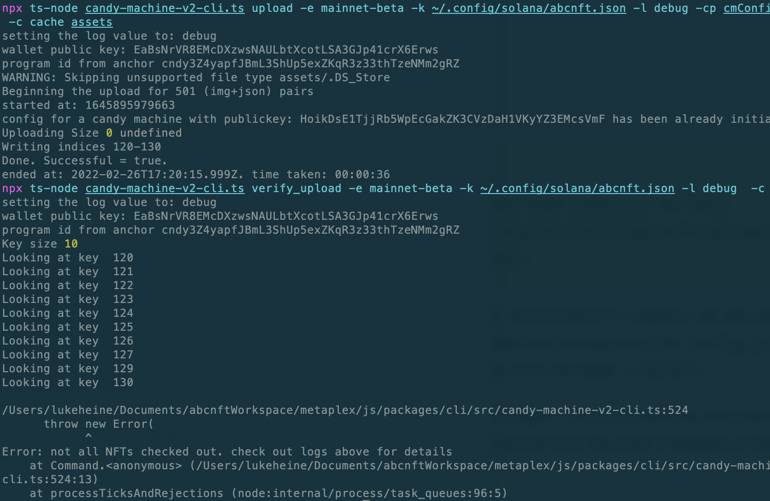 Upload is 'successful' but verification fails · Issue #1856 · metaplex-foundation/metaplex · GitHub