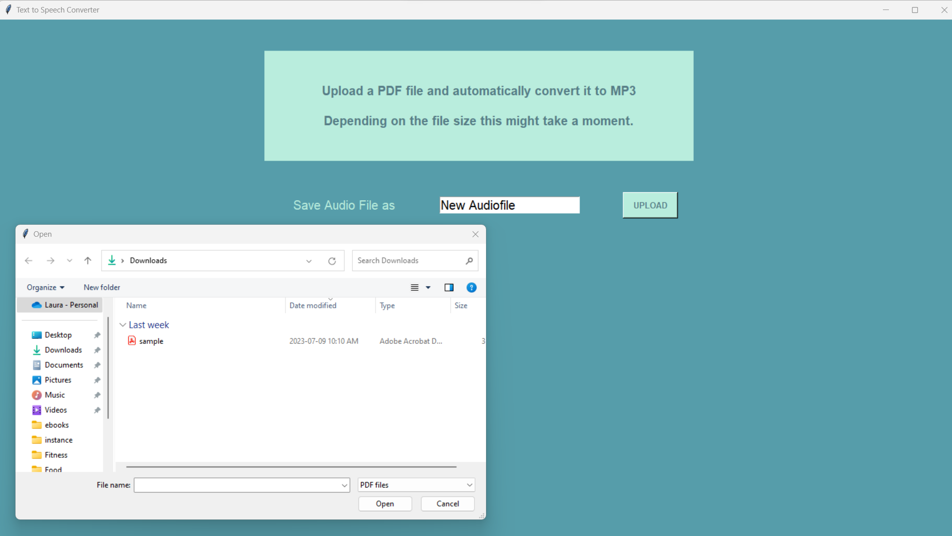 GitHub - lauraporsch/PDFtoAudio: Allows User to upload a pdf file ...