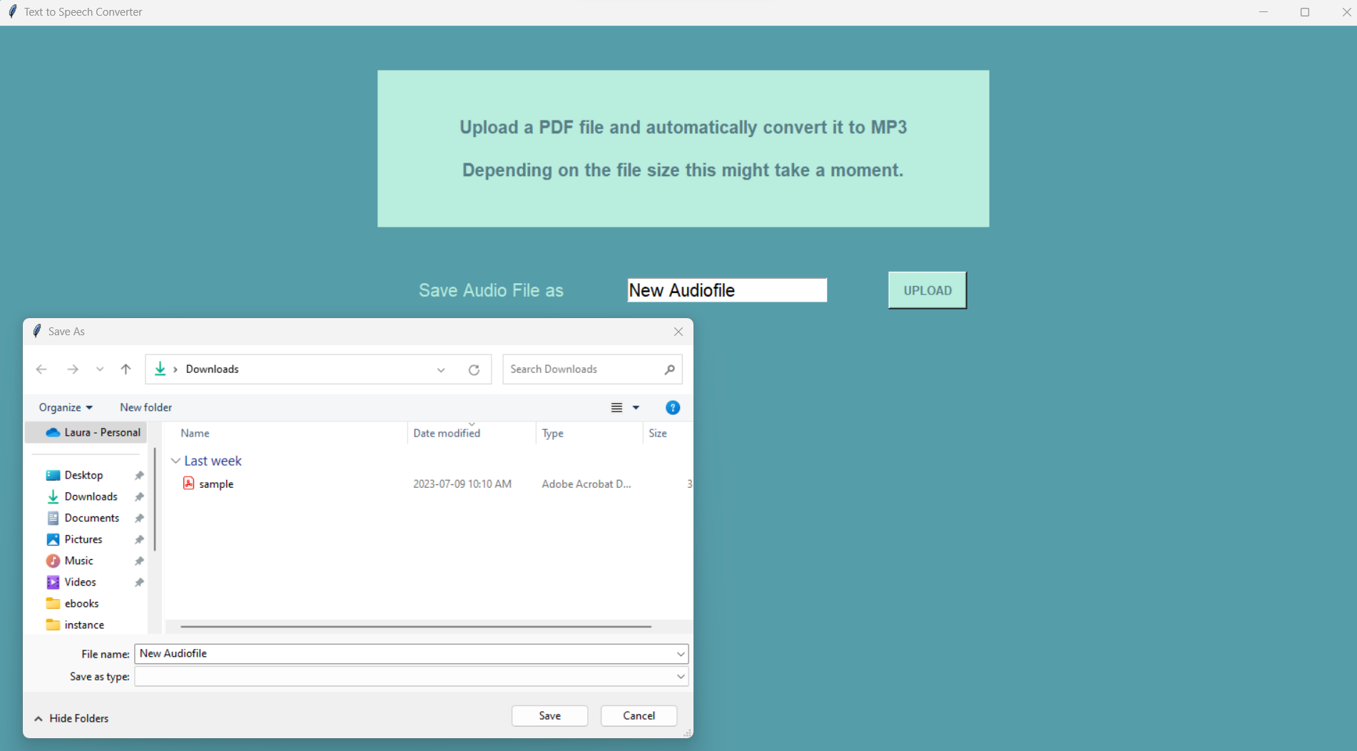 GitHub - lauraporsch/PDFtoAudio: Allows User to upload a pdf file, convert it to mp3 and save it