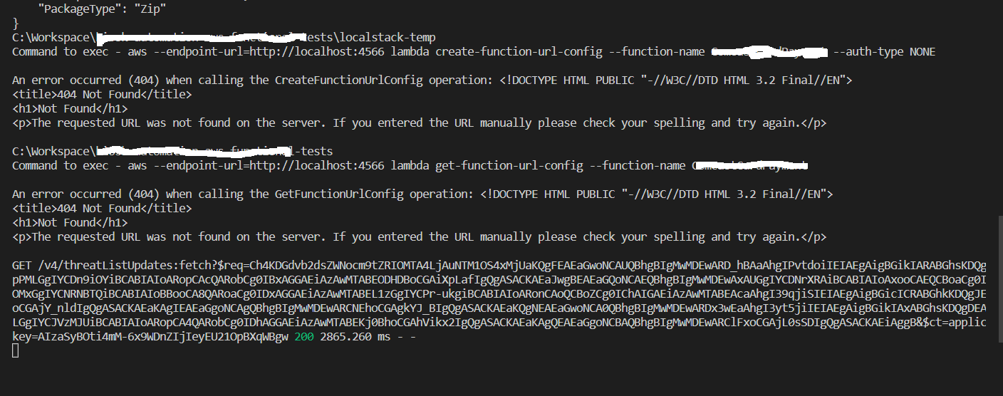 An error occurred (404) when calling the CreateFunctionUrlConfig ...