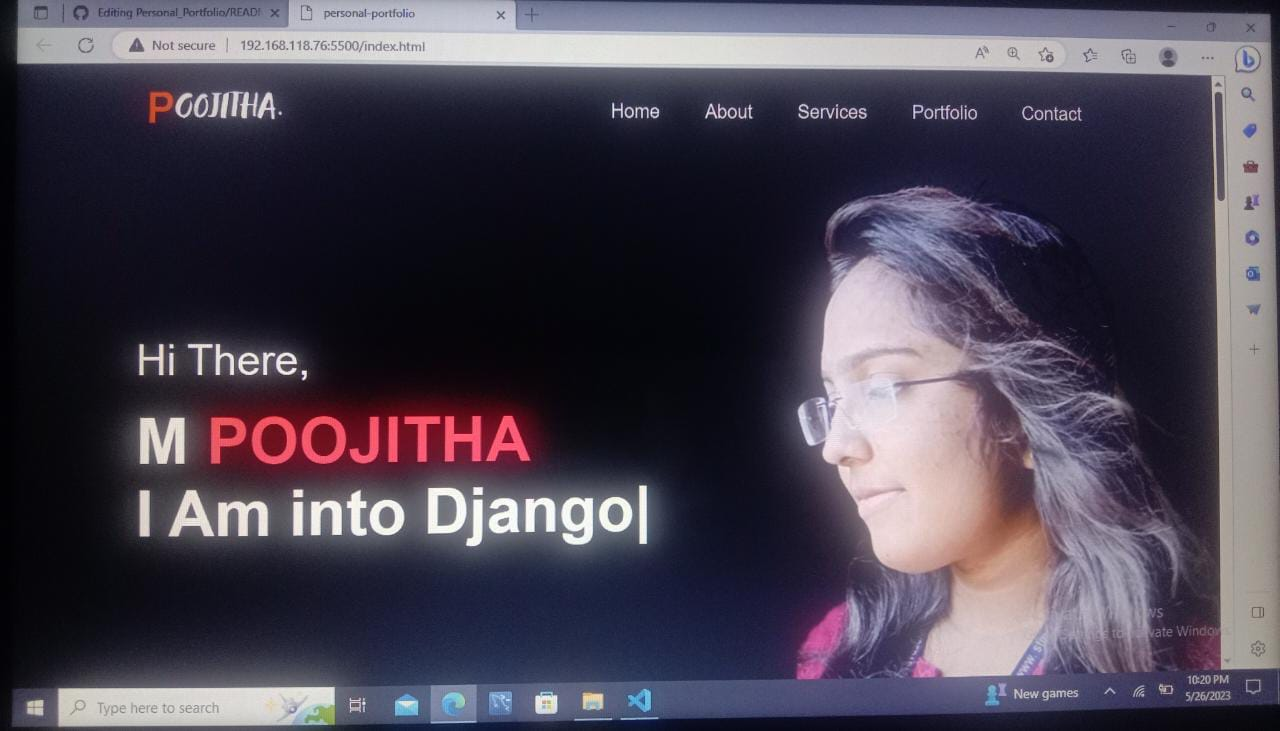 GitHub - MuddamPoojithaa/Personal_Portfolio: Hii i created My Personal-portfolio using Html and CSS