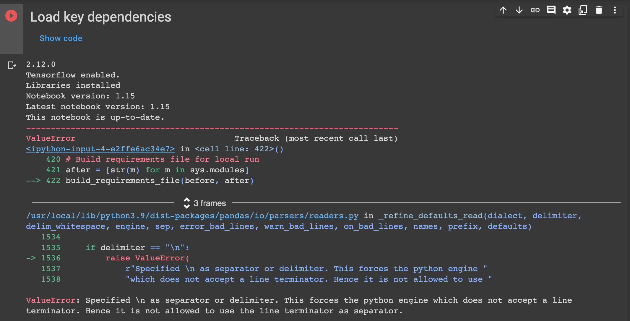 Error when loading key dependencies CARE_2D · Issue #255 · HenriquesLab/ZeroCostDL4Mic · GitHub
