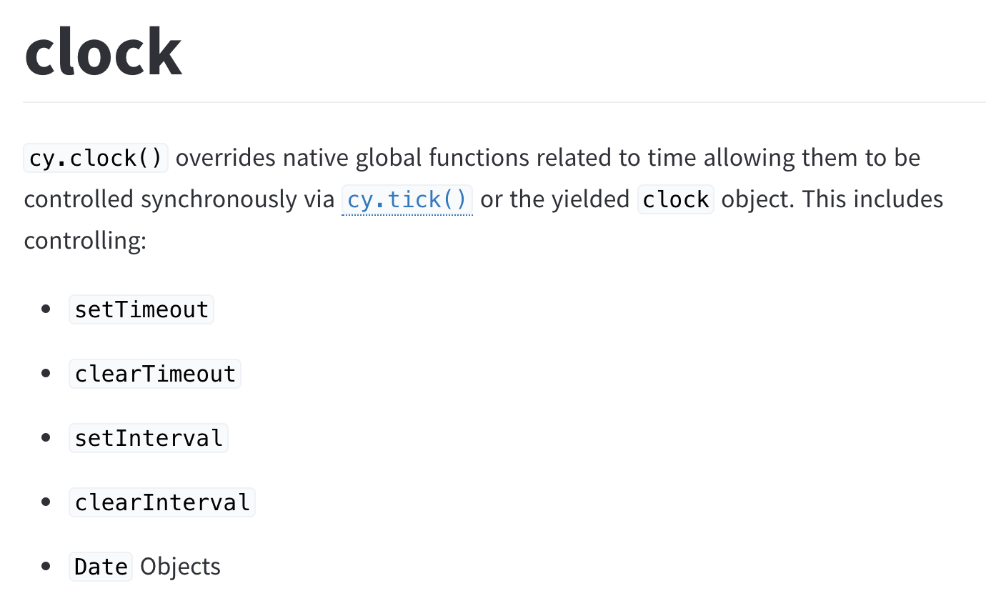 cy.clock() even block setTimeout(()=>..., 0) running · Issue #17320 · cypress-io/cypress · GitHub