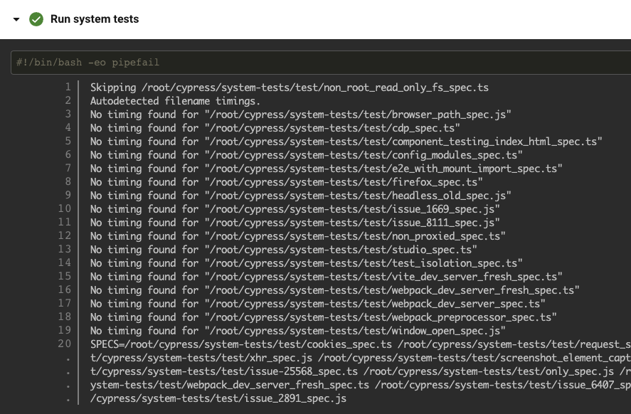 Investigate Why No Timing Information Is Sent To Circleci For Internal System Tests · Issue
