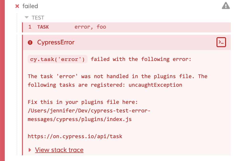 break up task errors into newer err object (with docsUrl) · Issue #6878 · cypress-io/cypress ...