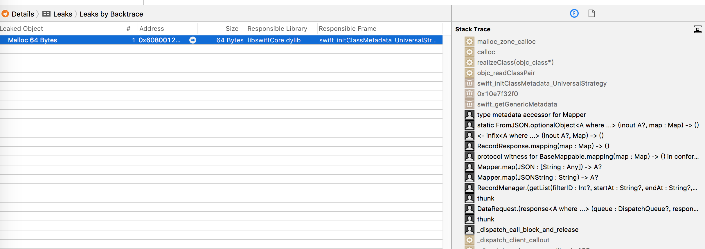 mapping cause memory leak · Issue #872 · tristanhimmelman/ObjectMapper · GitHub
