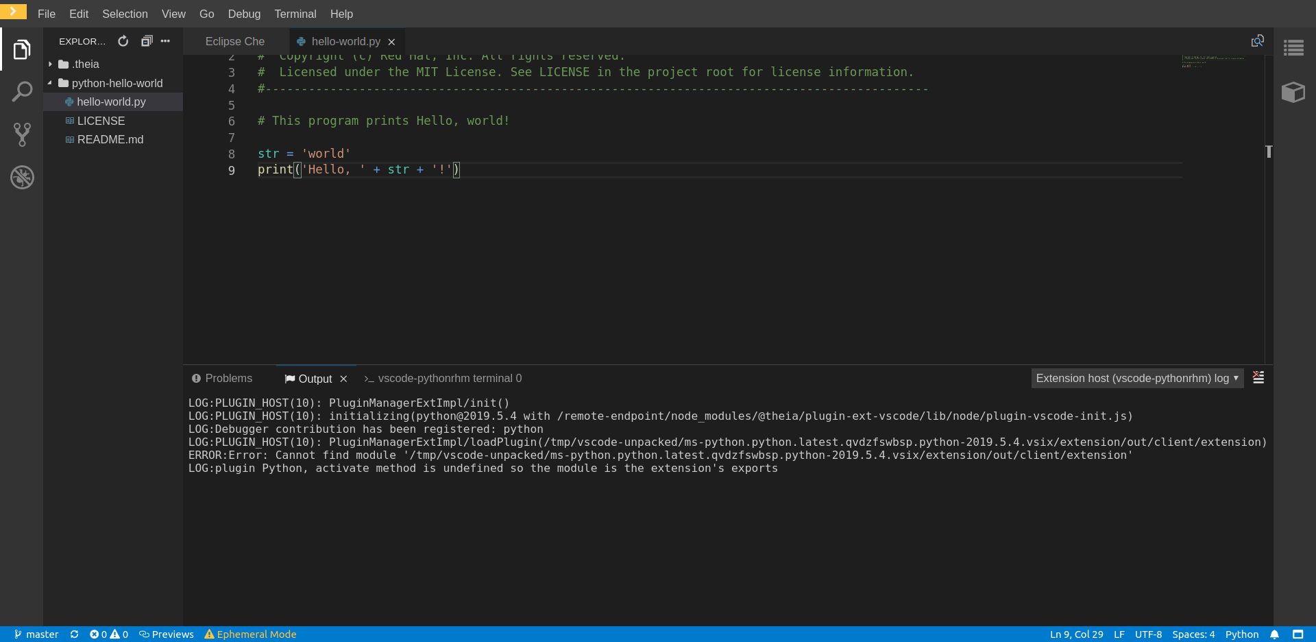 Python plugin doesn't work · Issue #15779 · eclipse-che/che · GitHub