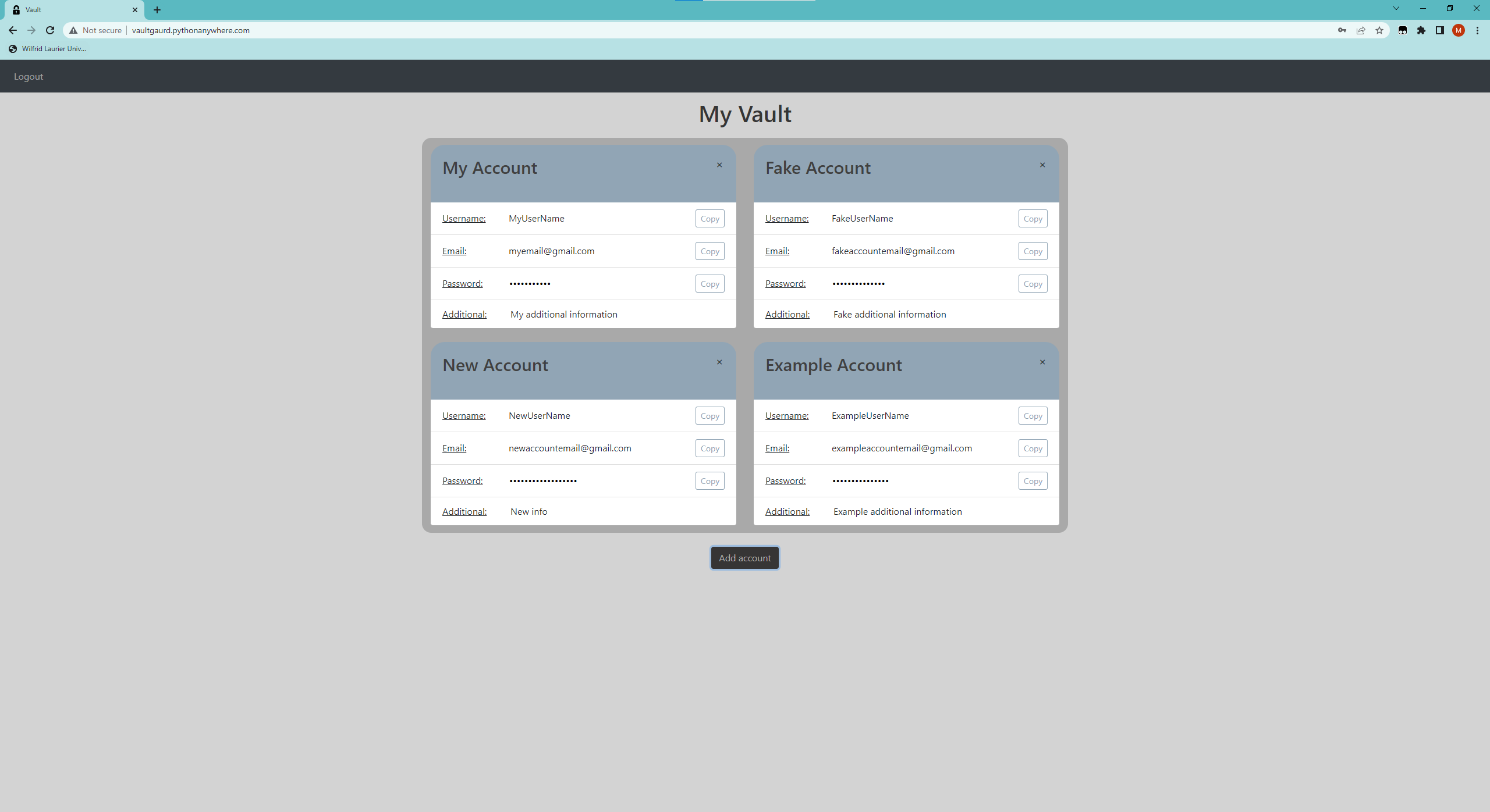 GitHub - MatteoPassalent/VaultGaurd: Flask web app that stores user ...