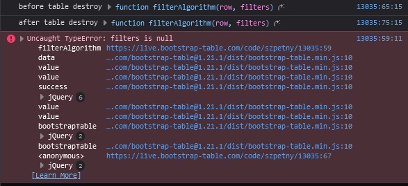 Custom Filter Permanently Overrides Default Filter And · Issue 6438 · Wenzhixin Bootstrap