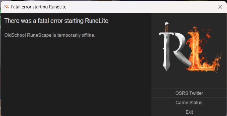 Runelite failing to launch, states OSRS servers are temporarily offline ...