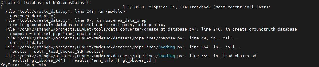 Error when I create dataset · Issue #162 · HuangJunJie2017/BEVDet · GitHub