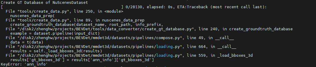 Error when I create dataset · Issue #162 · HuangJunJie2017/BEVDet · GitHub