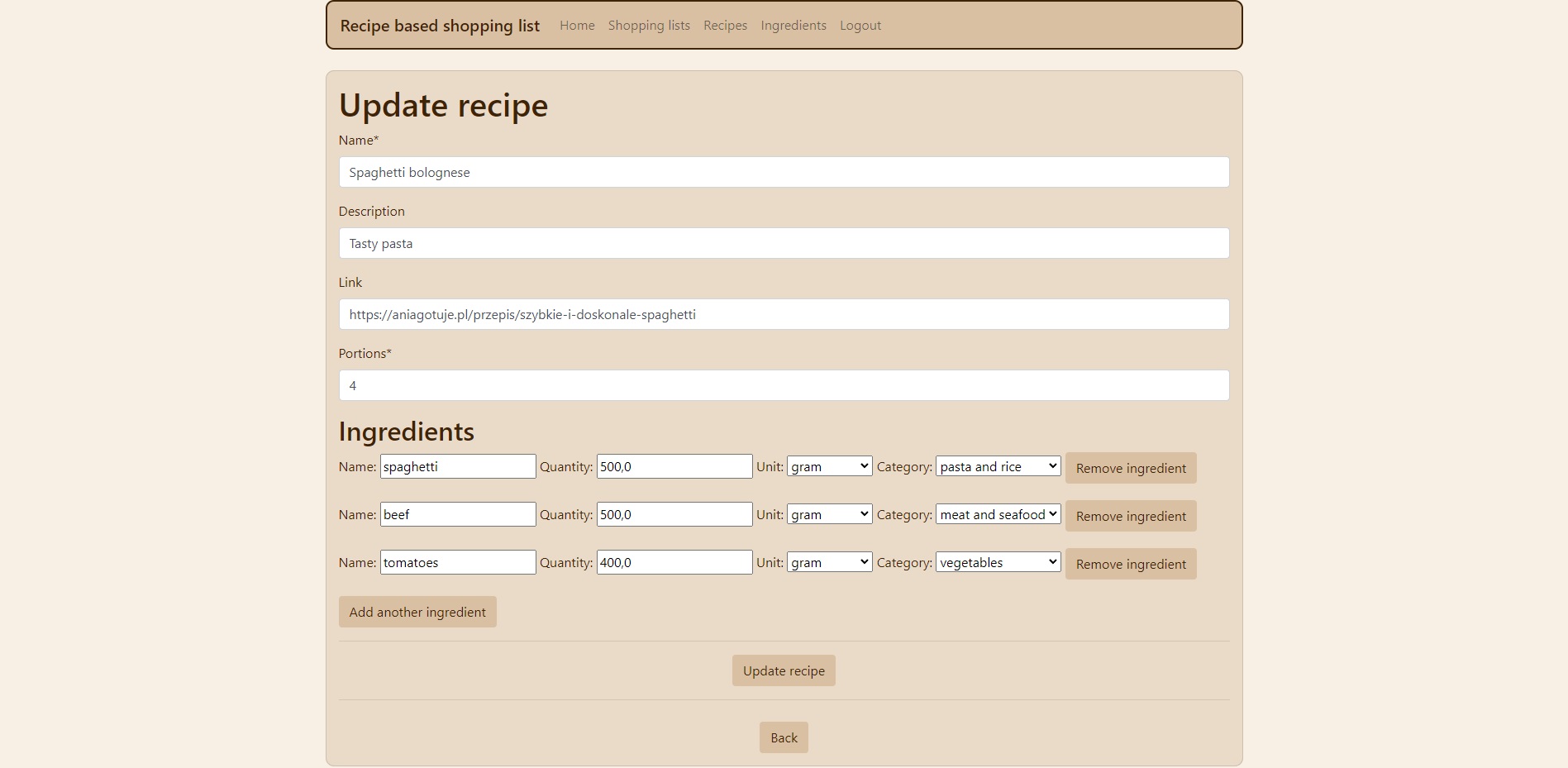 GitHub - kamilakokoszka/Recipe-based-shopping-list: Django project ...