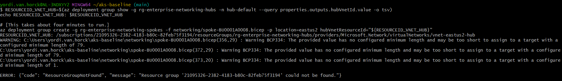 Resource Group cannot be found when deploying the BU0001A0008 Spoke · Issue #376 · mspnp/aks ...
