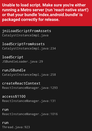 "Unable to load script" error when loading Android app installed from ...