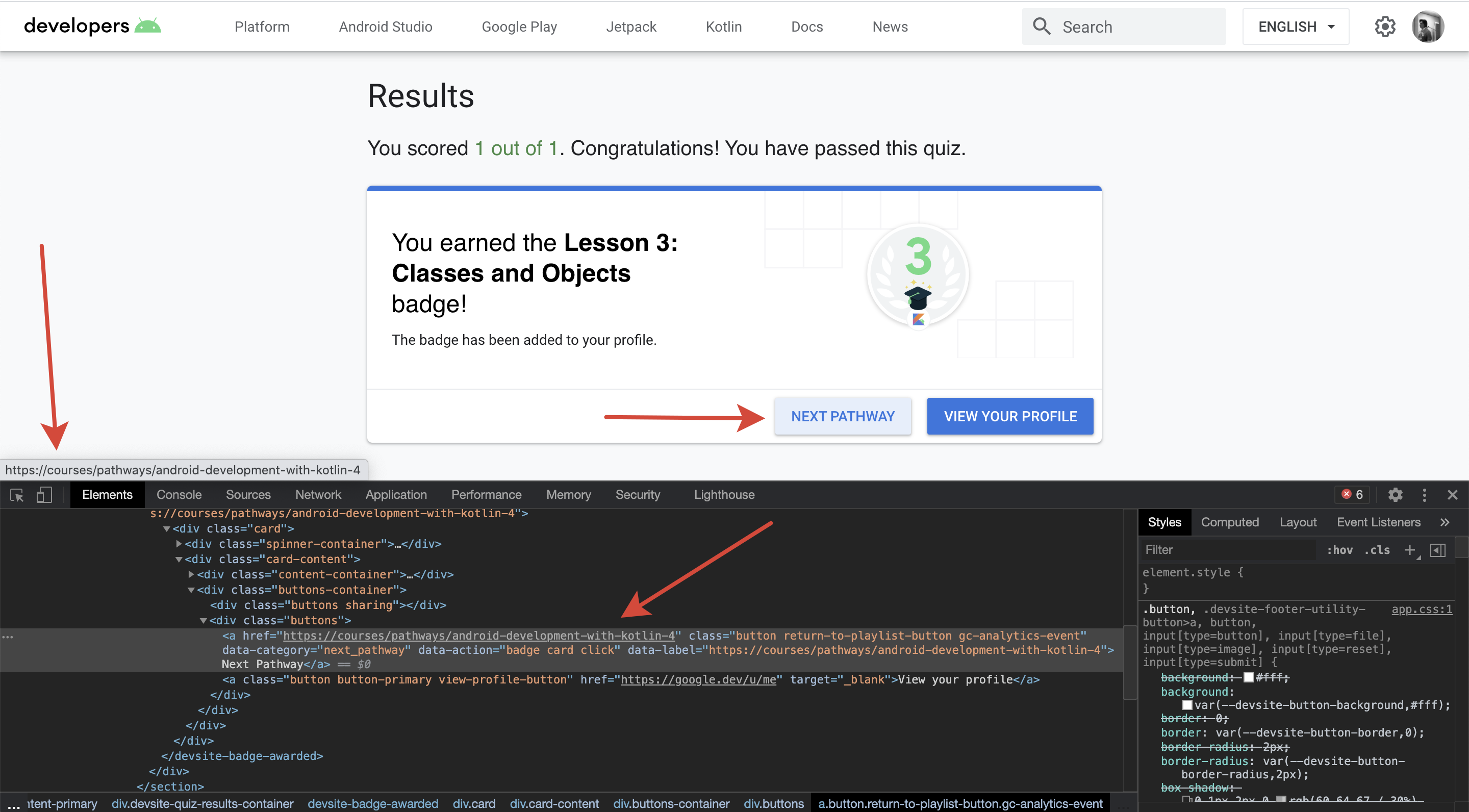 Kotlin Bootcamp issue: Incorrect href at Kotlin Bootcamp issue: Incorrect href at