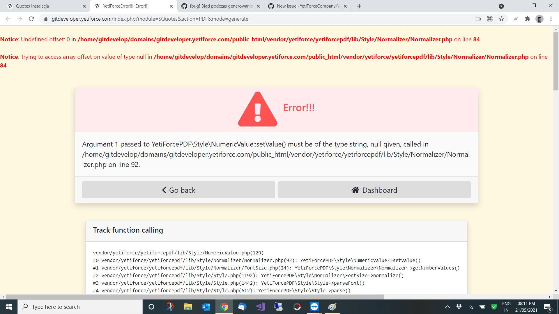 Bug Pdf Generation Throws Error For Quote · Issue 14704 · Yetiforcecompanyyetiforcecrm · Github 