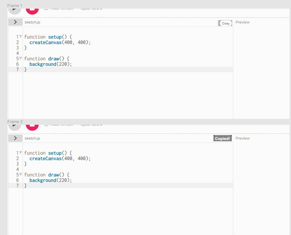 Addition of a "Copy Code" button to the code editing interface · Issue #2446 · processing/p5.js ...