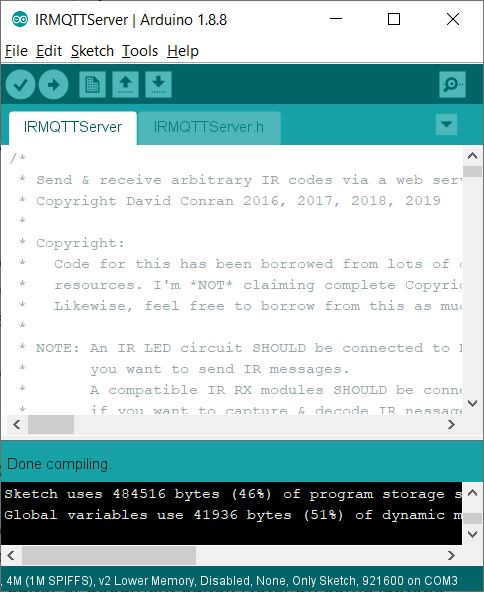 IRMQTTServer fails to compile · Issue #727 · crankyoldgit/IRremoteESP8266 · GitHub