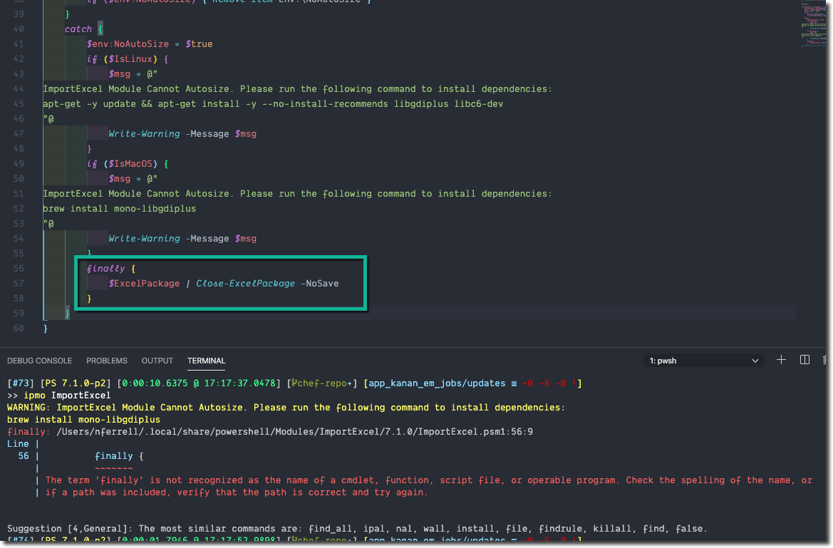 Importing module on macOS results in failure due to incorrect placement of `finally` block ...