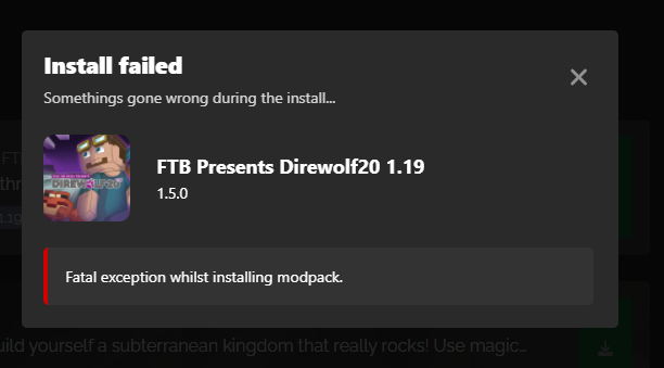 Bug Fatal Exception Whilst Installing Modpack · Issue 870 · Ftbteamftb App · Github