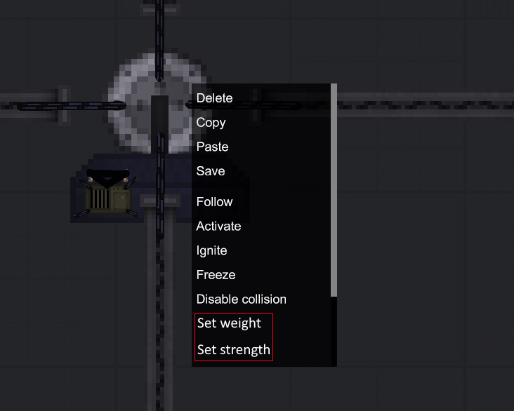 Add item weight and item strength inputs to the context menu. · Issue ...