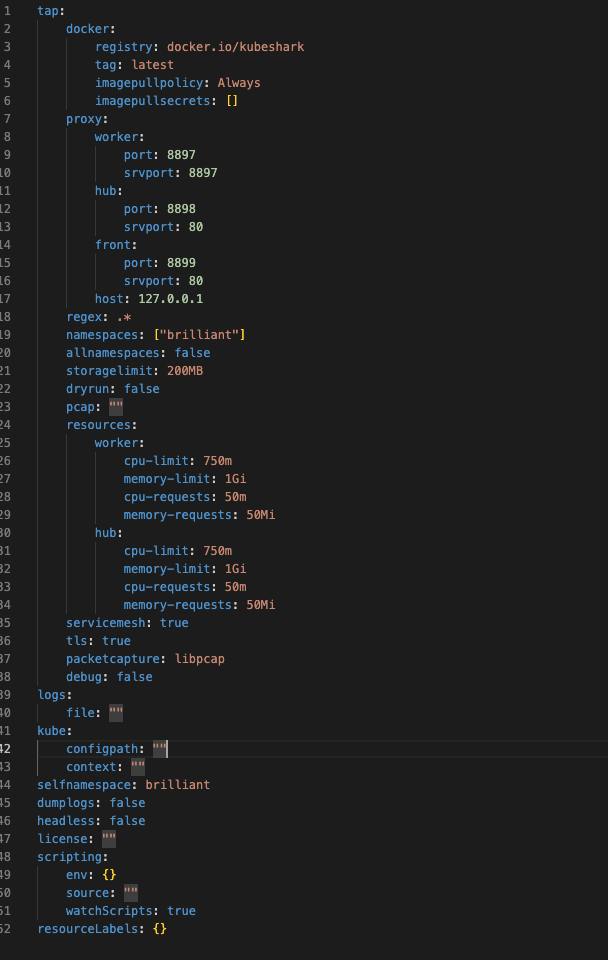 config selfnamespace directive isn't working as expected and kubeshark tap -n "namespace ...