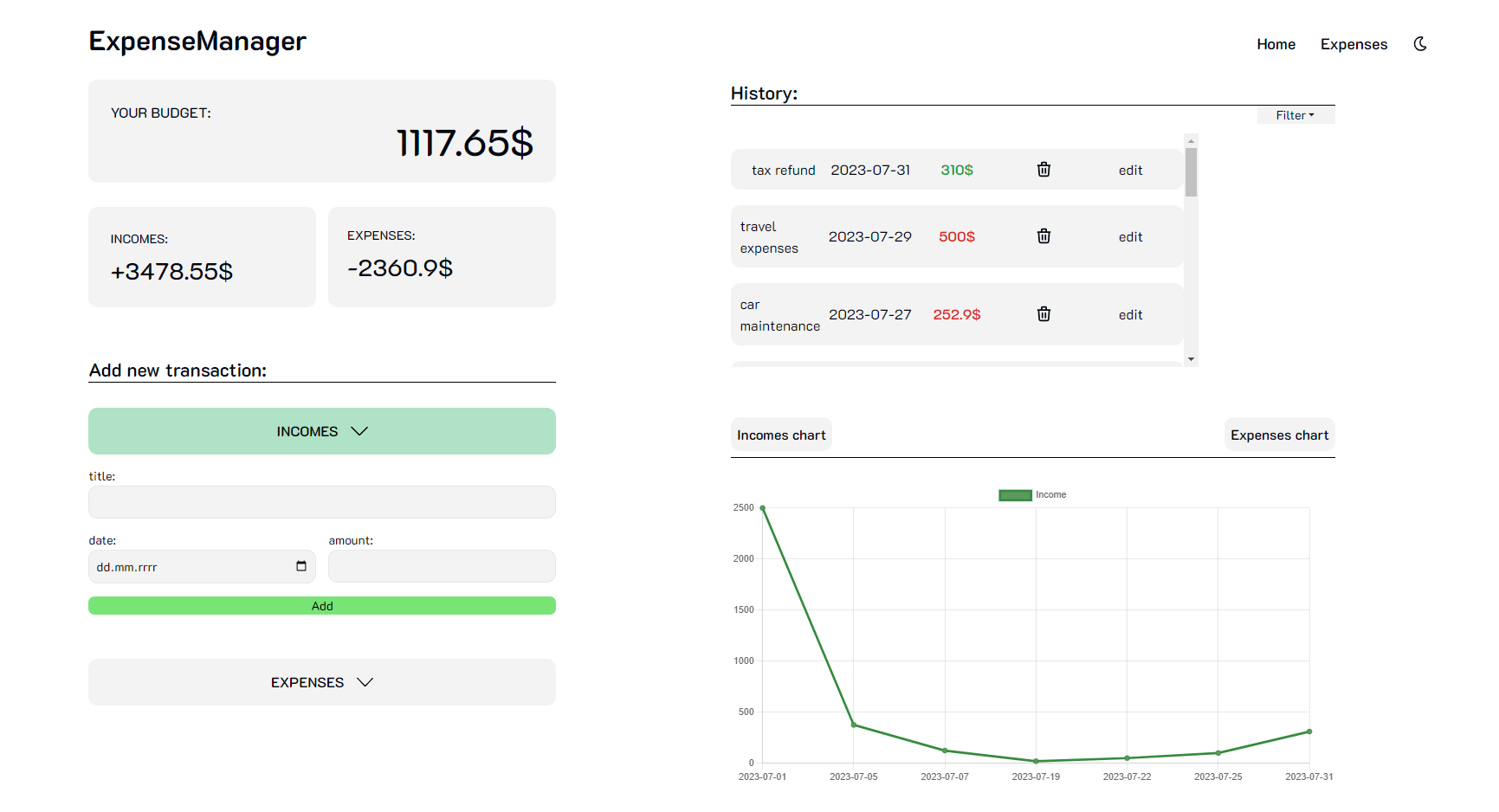 GitHub - zofiaMrugalska/ExpenseManager: ExpenseManager is a user ...