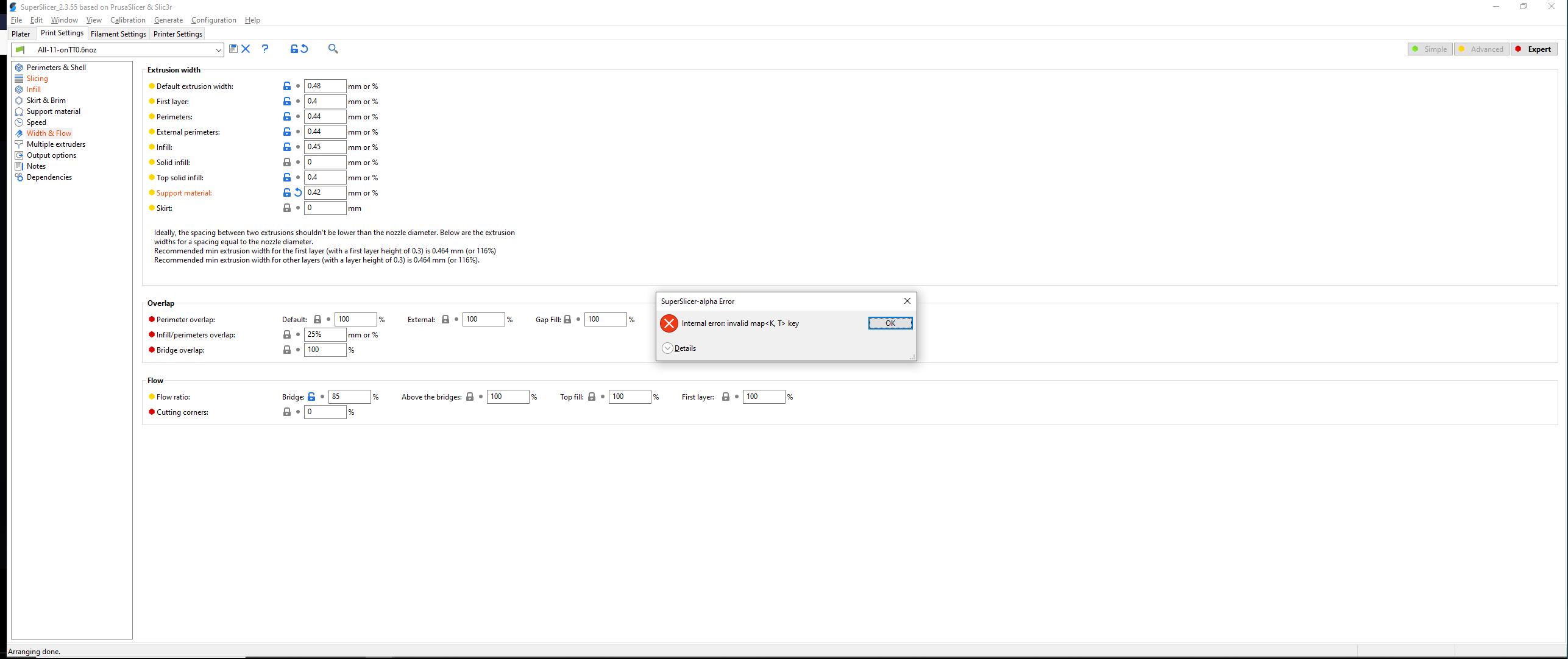 Internal error: invalid map key · Issue #873 · supermerill/SuperSlicer · GitHub