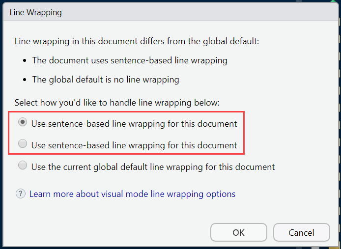 Duplicated options for line wrapping while trying to activate Visual ...