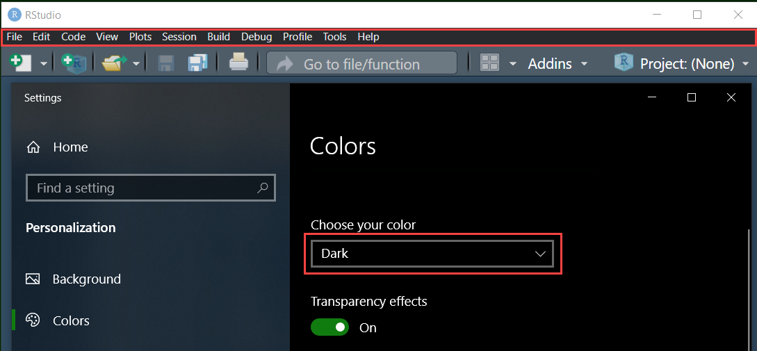 The title bar above the menu bar is light even in the dark theme (in daily builds) · Issue ...